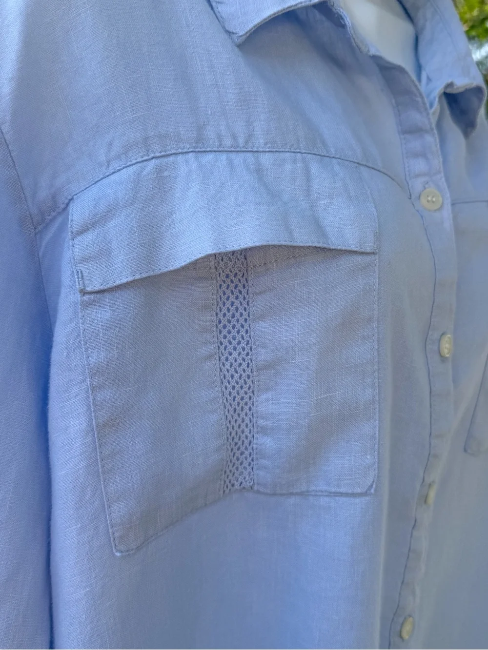 Symple Nyc | Tops | Symple Nyc 0 Linen Light Blue Oversized Button Up ...